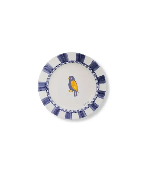Mojjere Faience Dessert Plate Animal Design Indigo - Blue