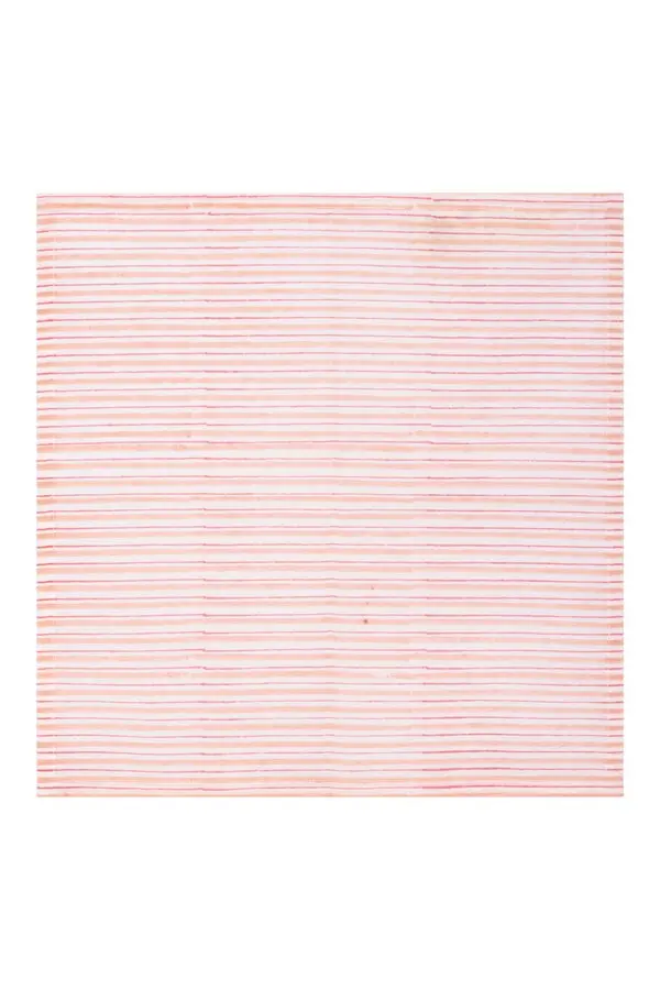 NOLOGO-CHIC Fresco Stripe Napkins Multi Stripe Napkin Set Cotton Coral - Red