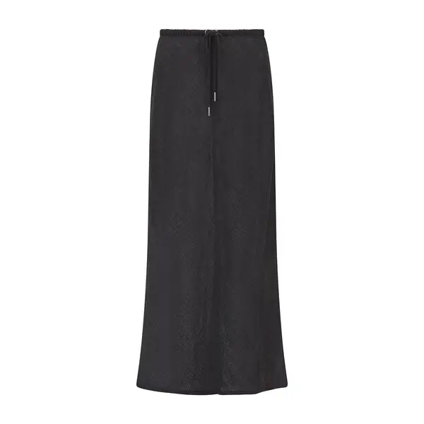 THE SUMMER EDIT Phoebe Luxe Linen Drawstring Skirt - Black