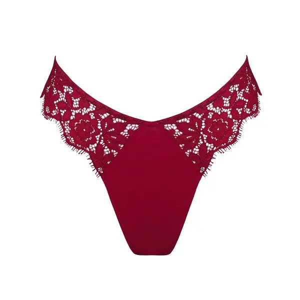 MONIQUE MORIN LINGERIE Frisson Hi Leg Panty Bloodstone - Red
