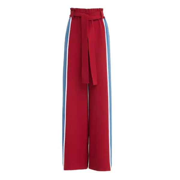 JULIA ALLERT Belted High Waist Wide Leg Pants – Burgundy - Red