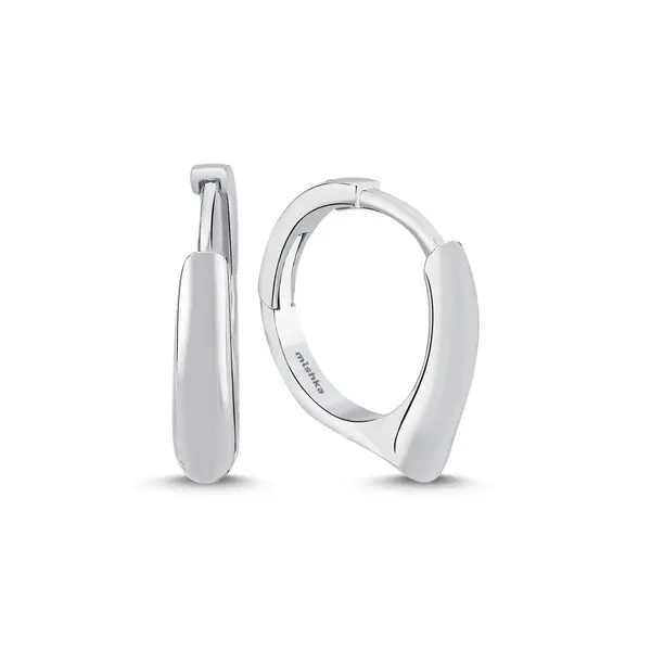 Mishka Simple Edge Hoop Earrings - Silver