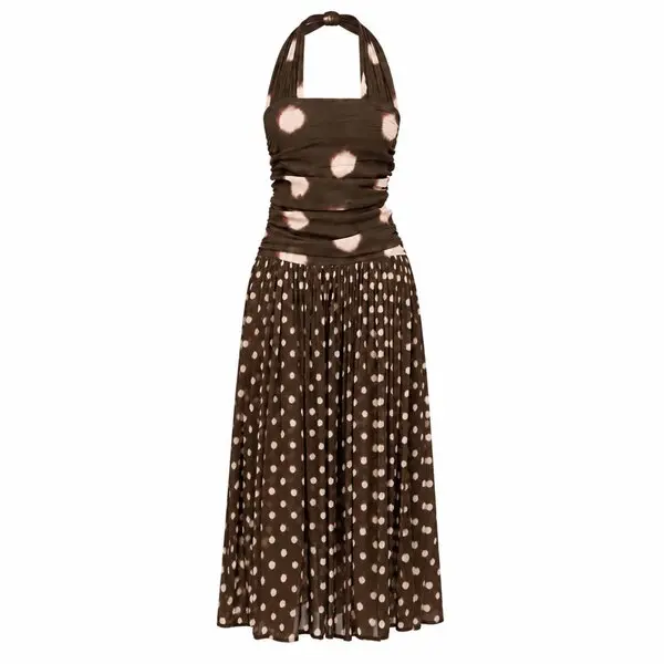 Carmen Says Firstdance Polka Dot Midi Dress - Brown