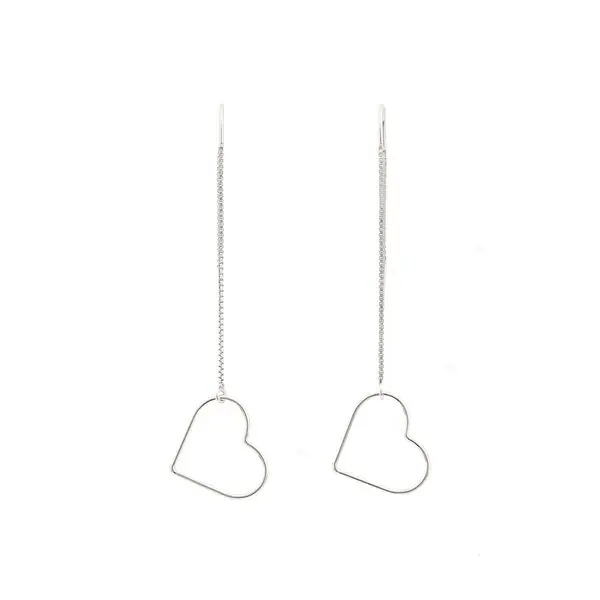 Oana Savu Sterling Heart Dangle Chain Earrings - Silver