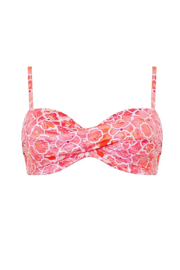 SOPHIA ALEXIA Marble Mosaic Rio Twist Bikini Top - Red