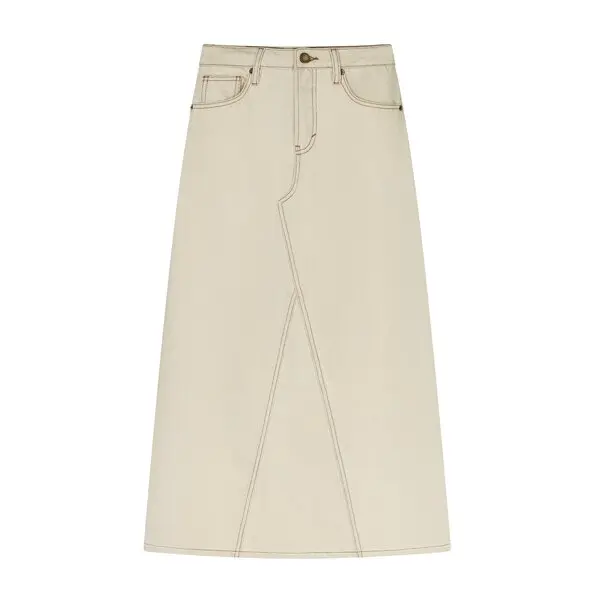 RAVE ON TREND Neutrals Tan Flared Denim Skirt - Brown