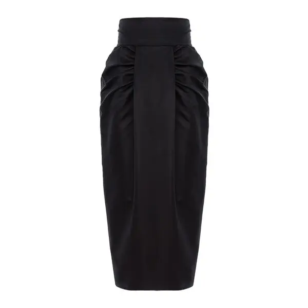 CONCEPT A TROIS Pleated Skirt With Pockets, Made Of Taffeta, - Black