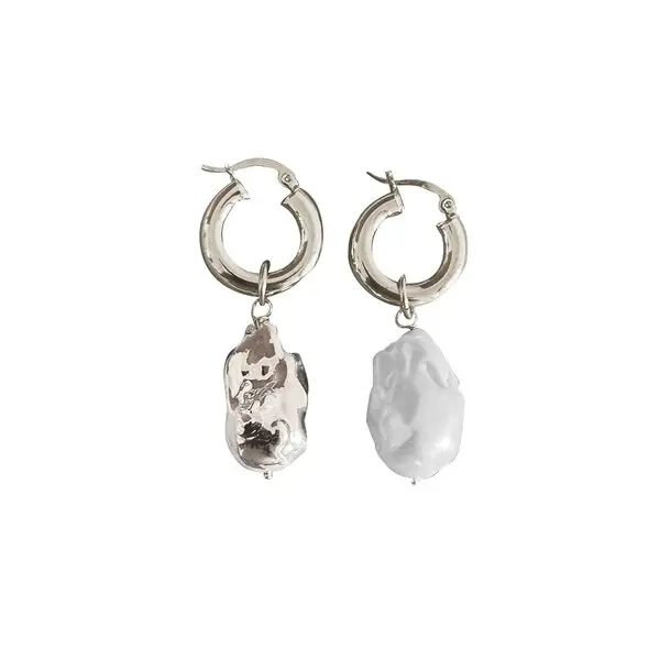 EYECONIC BY SAMAR AJRAM Baroque Pearl Plated Earrings - Silver