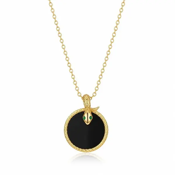 ORMIRO Ouroboros Serpent Onyx Necklace - Black