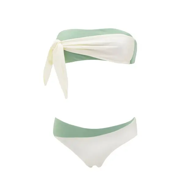 AULALA PARIS Twinkle Star Bi-colour Bandeau Bikini With Knot - Green