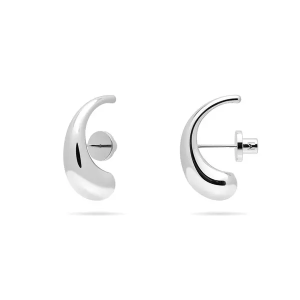 MEULIEN Abstract Curved Waterdrop Earrings - Silver