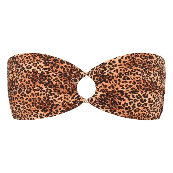 SOLEIL STATE Brown / Black Sunseeker Leopard Bandeau Bikini Top - Brown/black