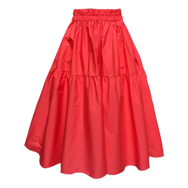 FROCK TALES Tahiti Midi Skirt With Pockets In Sunset - Red