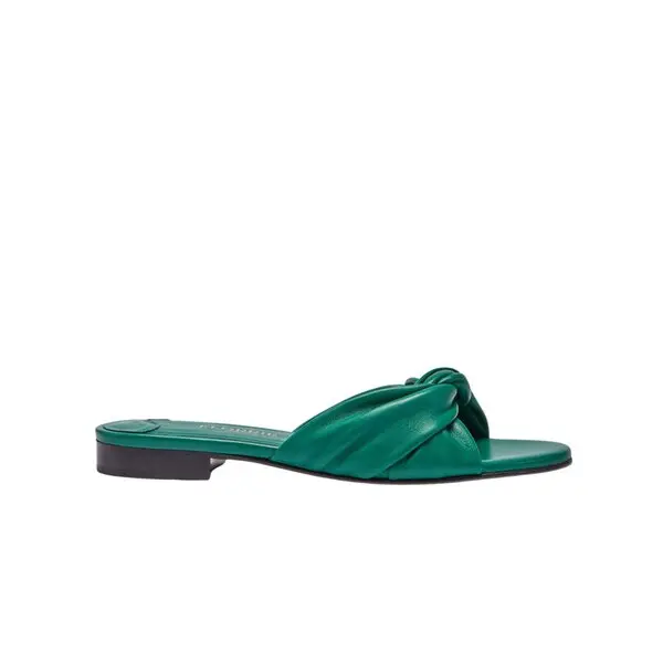 FLORRIE Emma Flat Leather Sandal - Green
