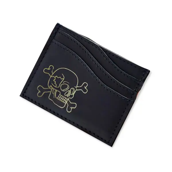 VIDA VIDA Leather Card Holder Skull - Black