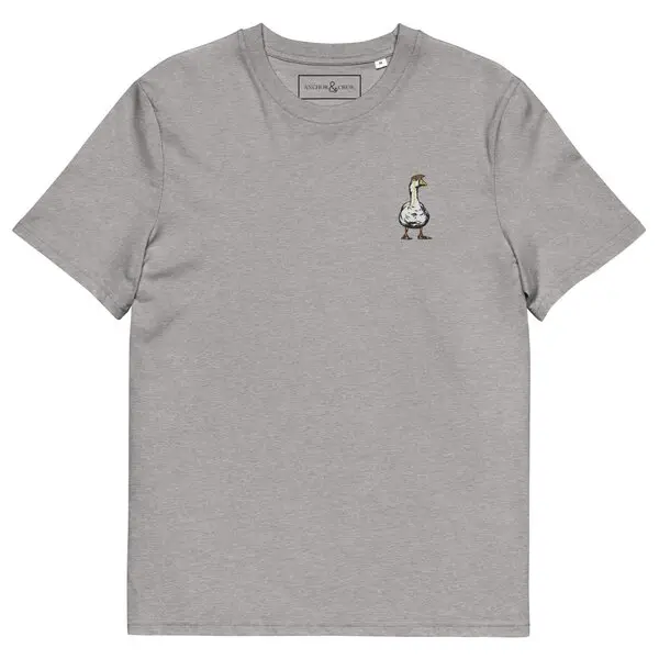 ANCHOR & CREW Heather Dapper Duck Actual Life Organic Cotton Embroidered T-shirt - Grey