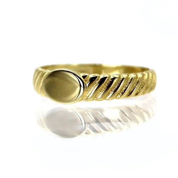 VICSTONENYC FINE JEWELRY Rope Signet Yellow Ring - Gold