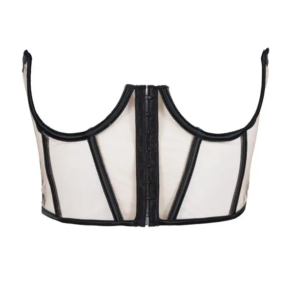 LES JUPONS DE TESS Neutrals Second Skin Mesh And Satin Corset - Black