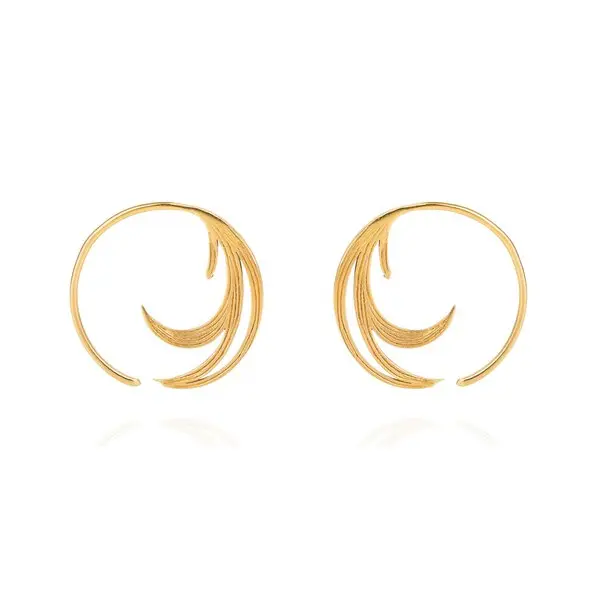 LEE RENEE Duck Feather Hoop Earrings - Gold