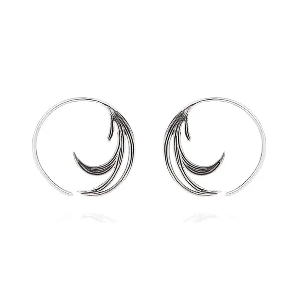 LEE RENEE Duck Feather Hoop Earrings - Silver