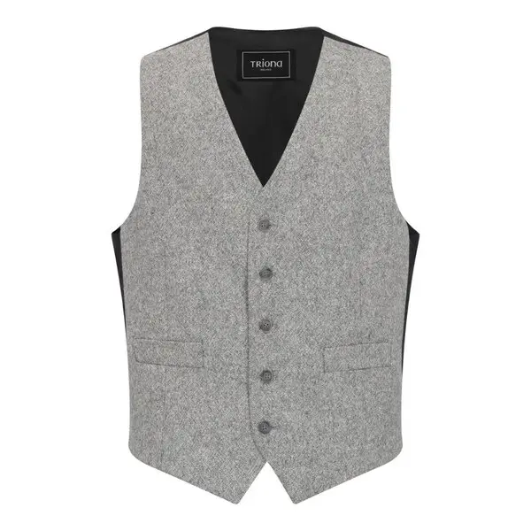TRIONA Salt And Pepper Michael Irish Tweed Waistcoat - Grey