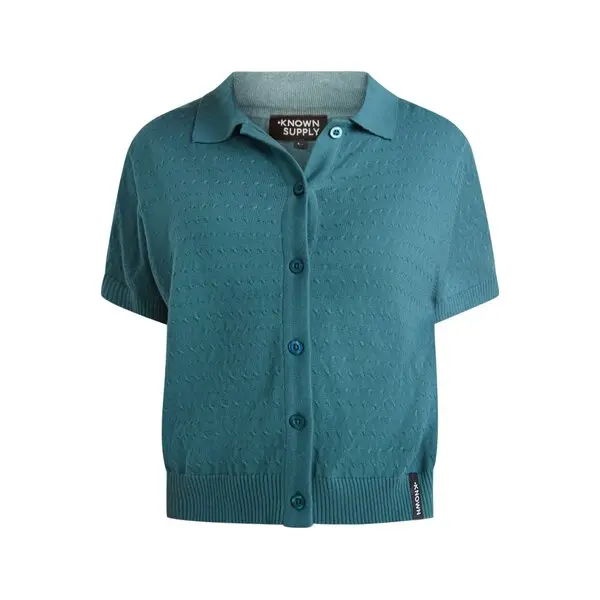 KNOWN SUPPLY Button Up Collared Sweater Antigua Marine - Blue