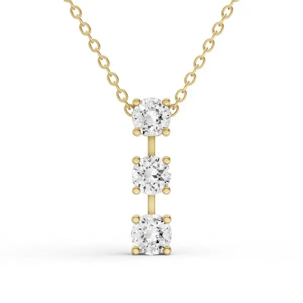 SEREIA OFFICIAL 10k 0.5 Ct Round Lab Grown Diamond Three Stone Bar Pendant Yellow - Gold