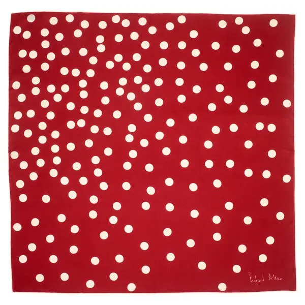 RICHARD ALLAN LONDON And White Polka Silk Scarf - Red