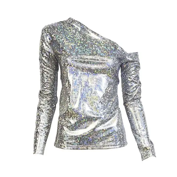 LALIPOP DESIGN Mirror-effect Asymmetric Blouse - Silver