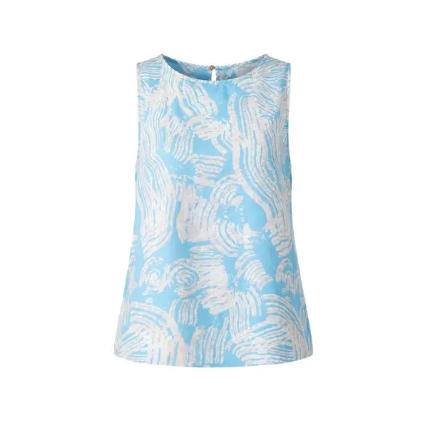 OH!ZUZA NIGHT&DAY Neutrals Echo Viscose Top Wide Straps Print - Blue
