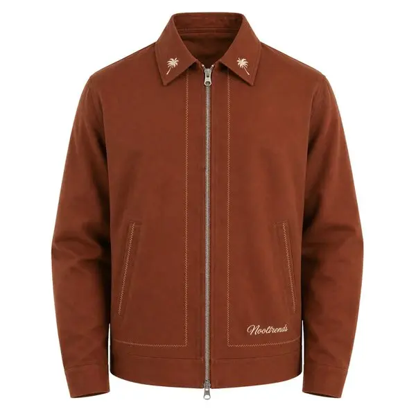 NOOLTRENDS Mocha Palmeraie Embroidered Jacket - Brown