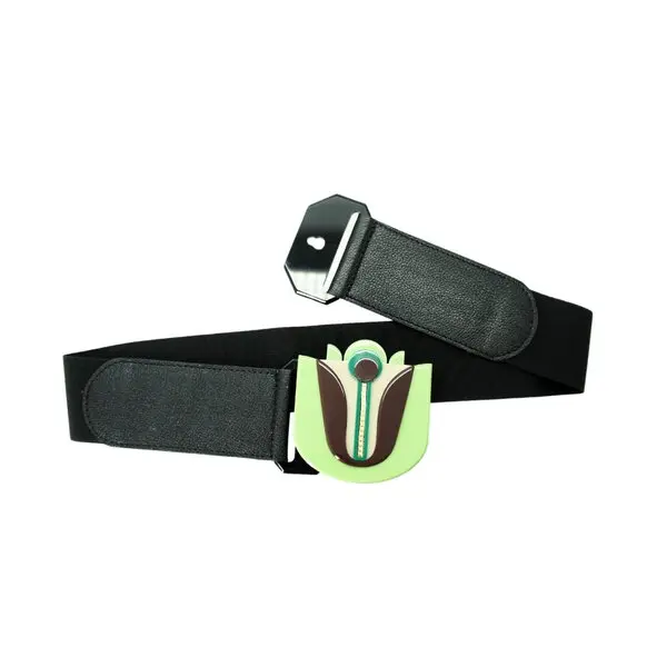 GISSA BICALHO Black / Green Handmade Acrylic Belt Nimphea Green - Black/green