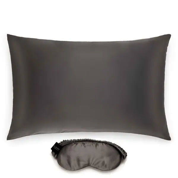 SILK WORKS Mulberry Silk Pillowcase & Eye Mask Set - Grey