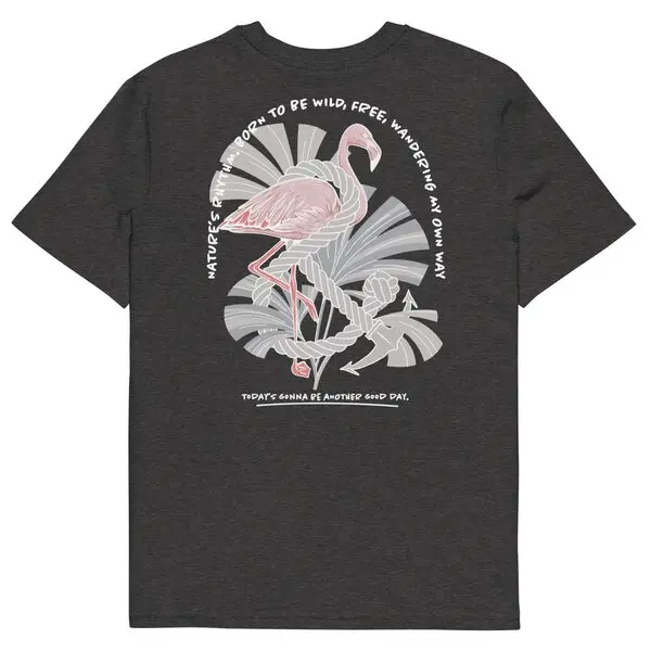 ANCHOR & CREW Heather Flamingo Another Good Day Organic Cotton T-shirt - Black