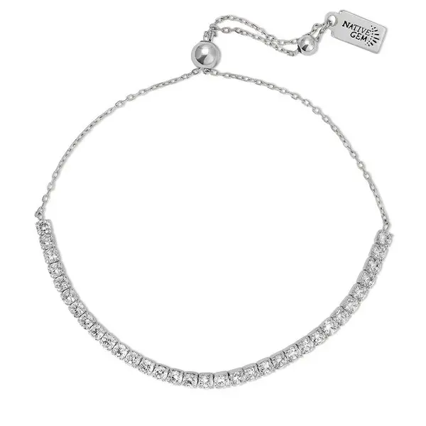 NATIVE GEM Shimmer Tennis Bracelet- Sterling Silver - Gray
