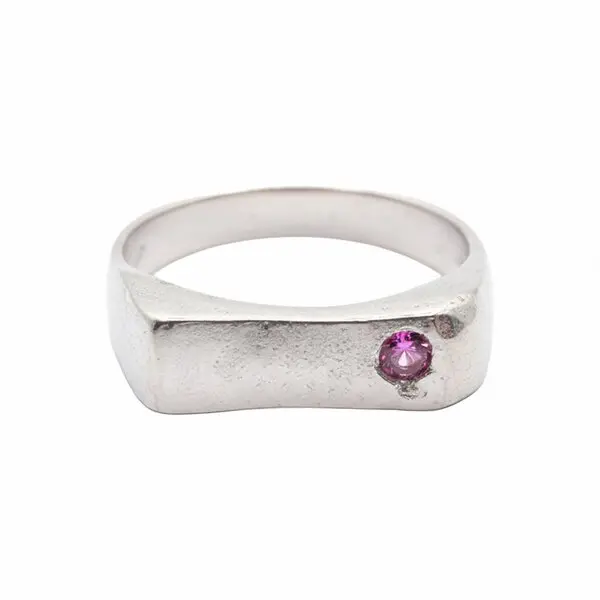 MOCA JEWELLERY Pink / Silver Grace Bow Ring Sterling Silver Pink Gem Stone - Pink/silver