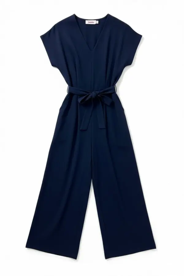 LOUCHE Phoenix Linen Mix Jumpsuit Navy - Blue