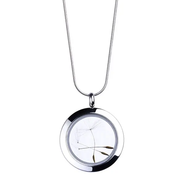 MY LITTLE NATURE Neutrals / Handcrafted Designer Necklace With Natural Dandelion Seeds Make A Wish - Silver