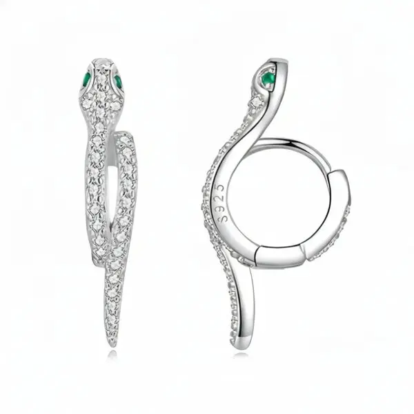 ANGEL BAROCCO Serpent Sparkle Hoop Earrings – Gold & Vermeil - Silver