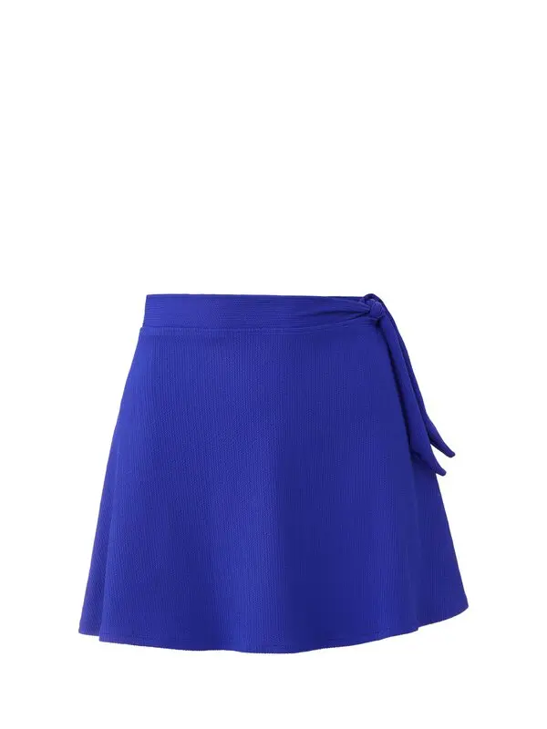 CHANGE OF SCENERY Amy Side Tie Swim Skirt In Iris Texture - Blue