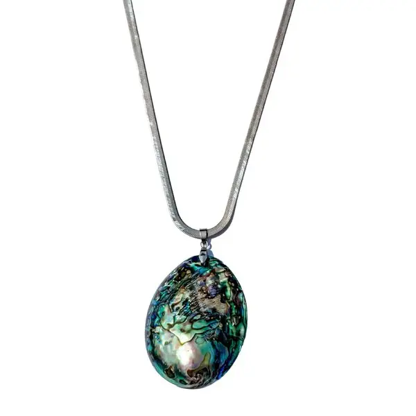 BABALOO JEWELRY Abalone Shell Pendant Necklace - Silver