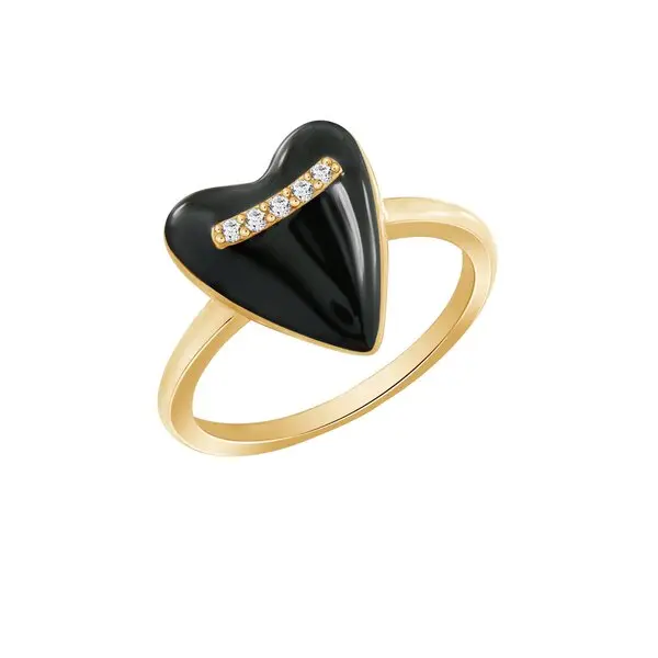 DIAMONBLISS Puffy Heart Ring, Enamel - Black
