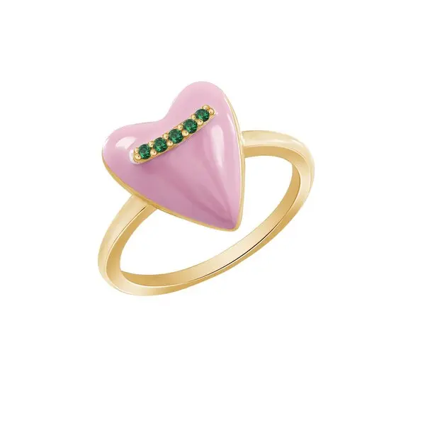 DIAMONBLISS Puffy Heart Ring, Enamel - Pink