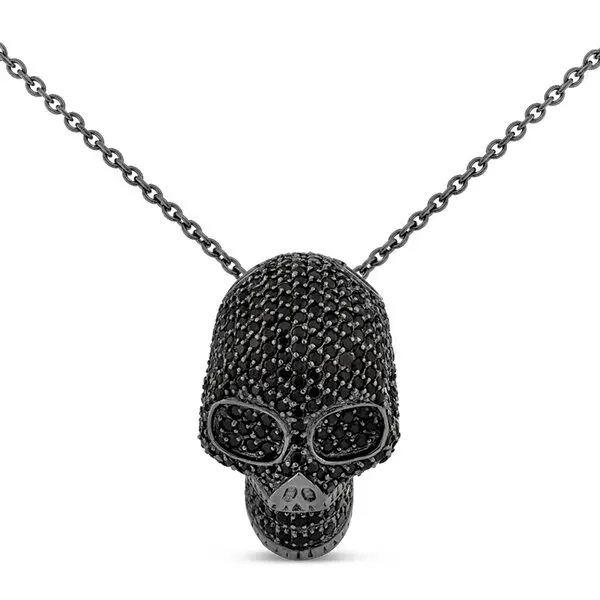 SALLY SKOUFIS Life Necklace With Made Diamonds In Rhodium - Black