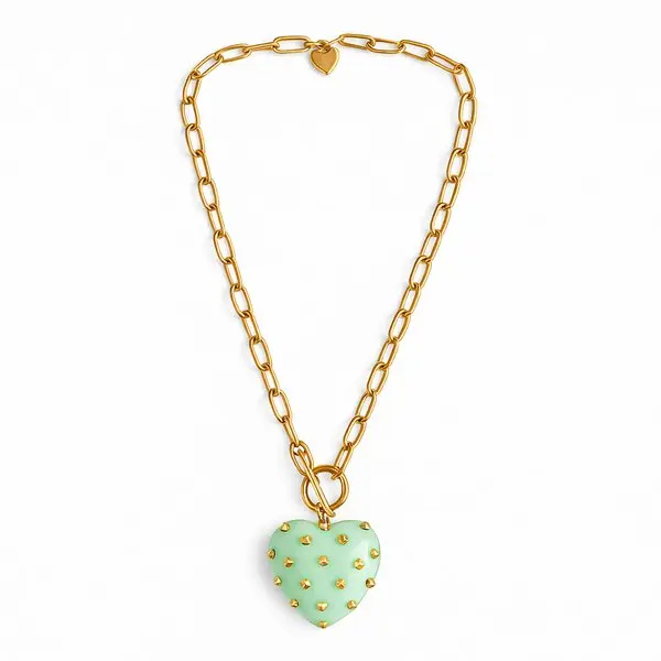 MICHAEL NASH JEWELRY Celestine Jade Resin Heart Pendant - Green