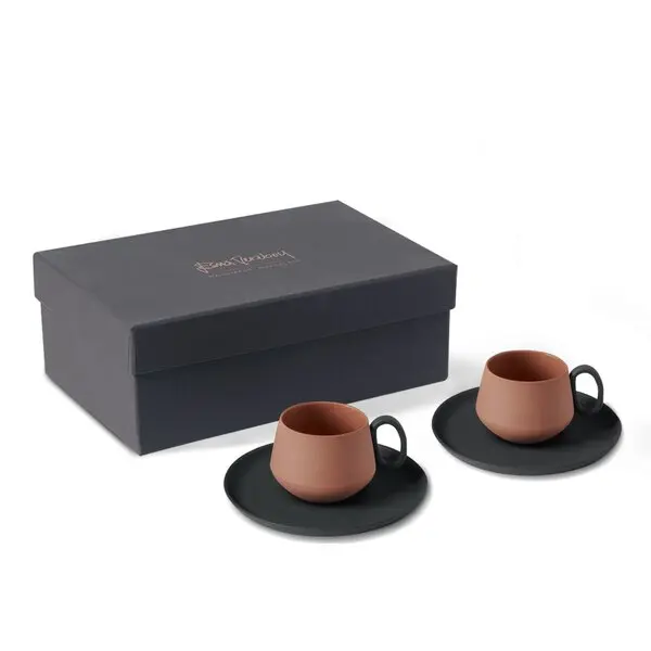 Esma Dereboy Black / Red Tube Espresso Set Of Two Black Coral Colour - Black/red
