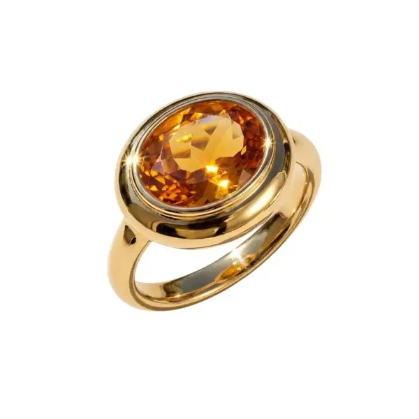 DAINTY LONDON Solid Gold Madeira Citrine Contemporary Ring Celeste - Orange