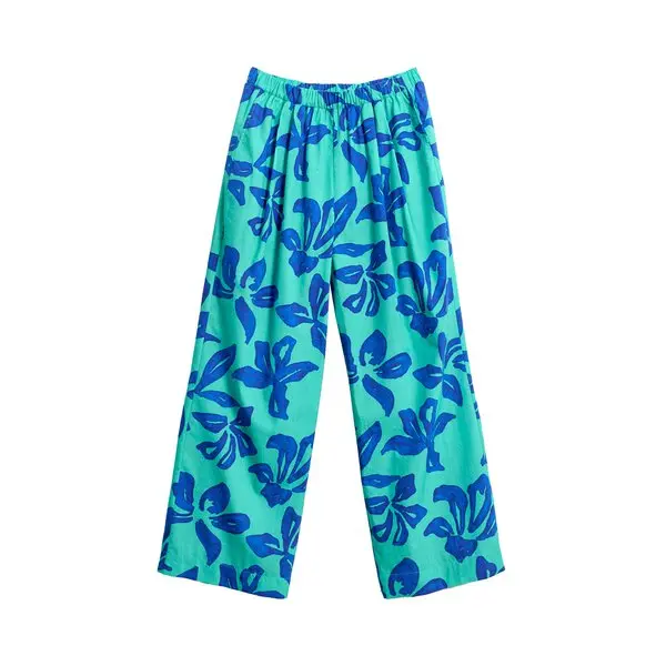 LOST PATTERN Tropical Bliss Wide-leg Pants Ocean - Blue