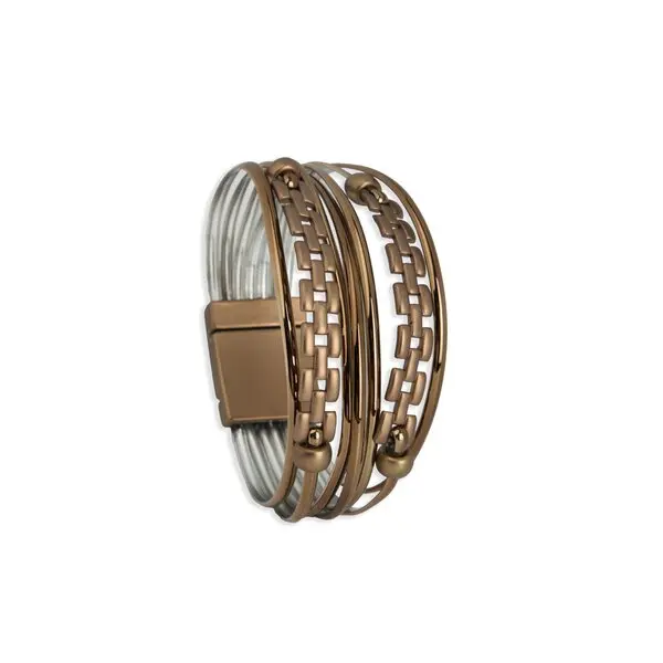 Saachi Chain & Cord Leather Bracelet - Brown
