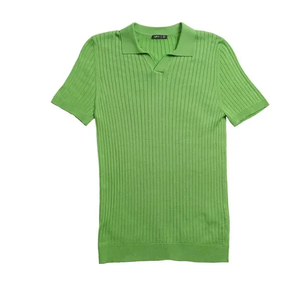 EIGHT X Ribbed Knit Polo - Green